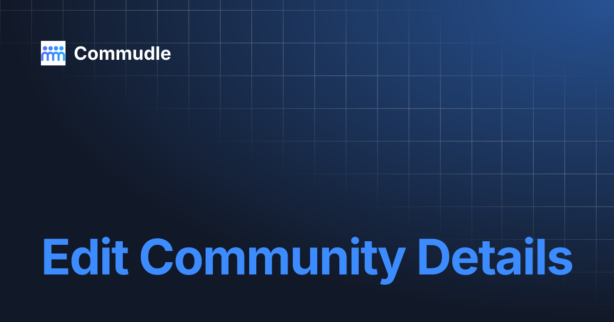 Edit Community Details | Commudle